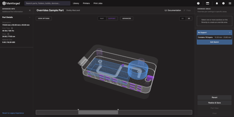 Markforged Eiger 3D Slicing Software Makes Customizing Supports Quick 